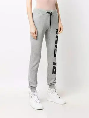 Philipp Plein Heather Cotton-blend Logo Print Joggers - Grey