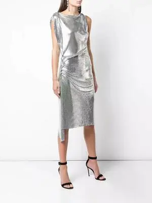 Rabanne Tone Aluminium Draped Midi Dress