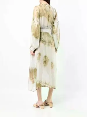 BAMBAH Tie-dye Sheer Sleeve Midi Dress