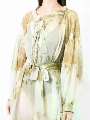 BAMBAH Tie-dye Sheer Sleeve Midi Dress