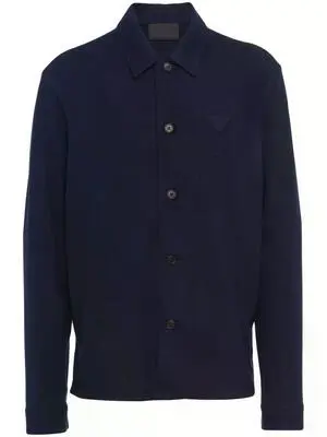 Prada Triangle-logo Wool-blend Shirt - Blue