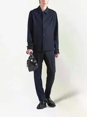 Prada Triangle-logo Wool-blend Shirt