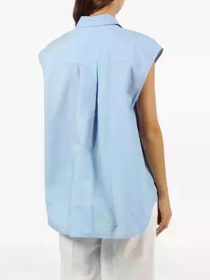 P.a.r.o.s.h Sleeveless Cotton Shirt With Cut-out Detailing - Blue
