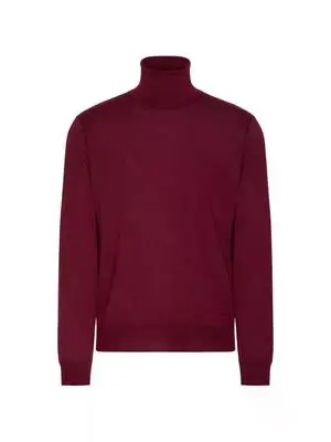 Valentino Garavani Burgundy Knitted Turtleneck Sweater
