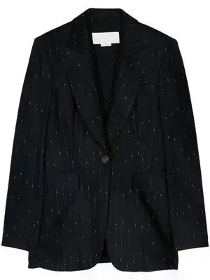 GENNY Pinstriped Virgin Wool-blend Blazer - Blue