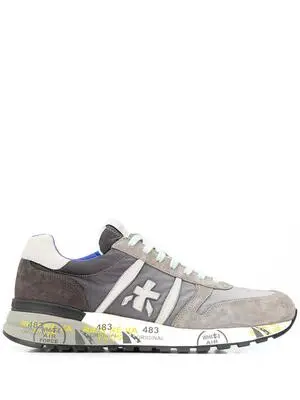Premiata Lander Lace-up Suede And Nylon Sneakers - Grey