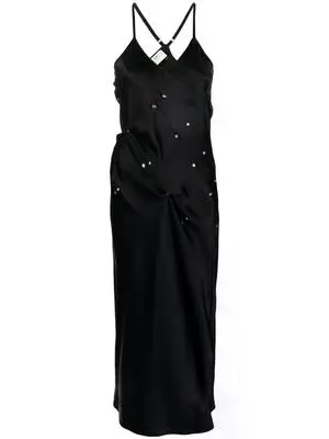 1017 Alyx 9sm Embellished Gathered-detail Slip Dress - Black