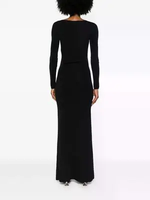 ANA RADU Knitted Maxi Dress With Side Slit - Black