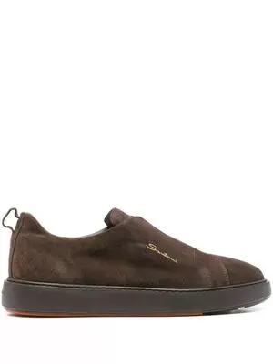 Santoni Santoni Suede Slip-On Round Toe Sneakers Brown