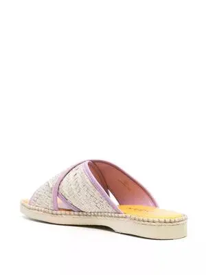 Hogan Interwoven Raffia Slides - Purple