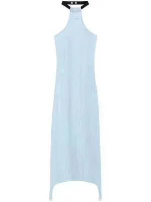 COURREGES Ribbed-knit Halterneck Dress - Blue