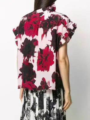 Alexandre Vauthier Floral Print Ruffle Neck Shirt