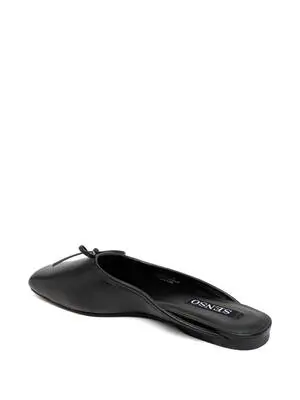 Senso Bennetti Leather Bow Detail Square Toe Mules - Black