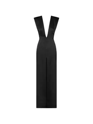 MAISON CLOSE Plunge V-neck Maxi Dress - Black