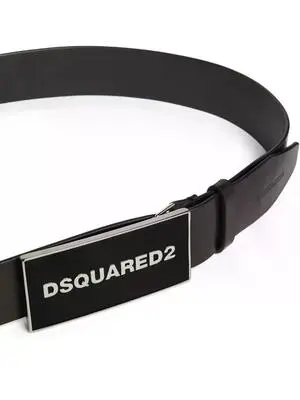 Dsquared2 Logo Plaque Leather Belt