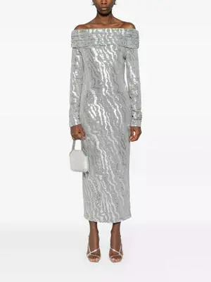 ROTATE BY BIRGER CHRISTENSEN Sequinned Off-the-shoulder Midi Dress