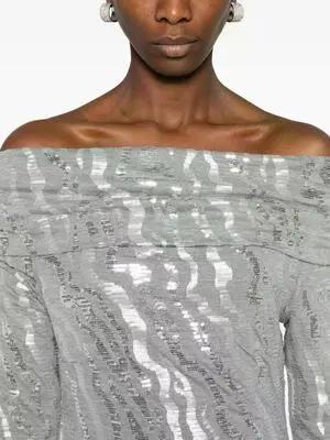 ROTATE BY BIRGER CHRISTENSEN Sequinned Off-the-shoulder Midi Dress