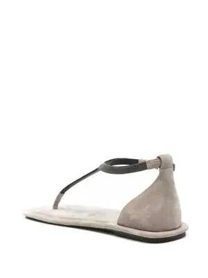 Brunello Cucinelli Monili Chain Suede Flat Sandals