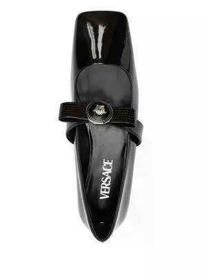 Versace Leather Ribbon Ballet Flats - Black
