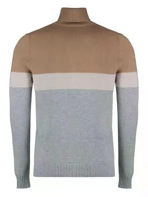 Malo Argyle Roll Neck Sweater - Neutrals