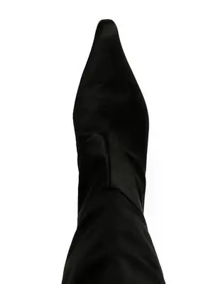 Alexander Wang Viola Feather-trim Satin Knee-high Boots
