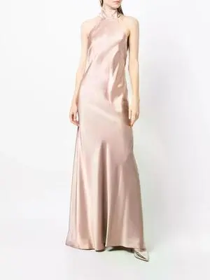 Michelle Mason Silk Backless Gown - Pink