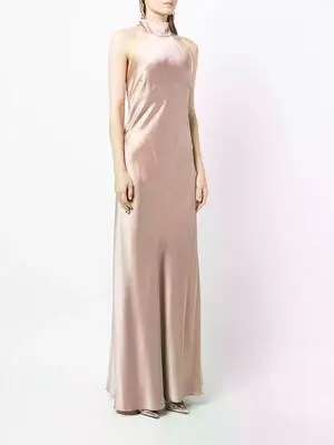 Michelle Mason Silk Backless Gown - Pink