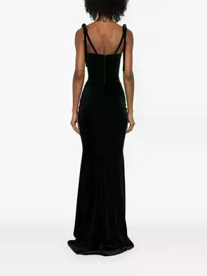 CRISTALLINI Cybele Gown With Bustier Neckline And Fishtail Train - Black