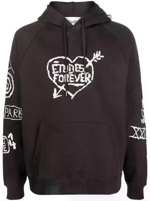 Études Studio Embroidered Graffiti Organic Cotton Hoodie - Brown