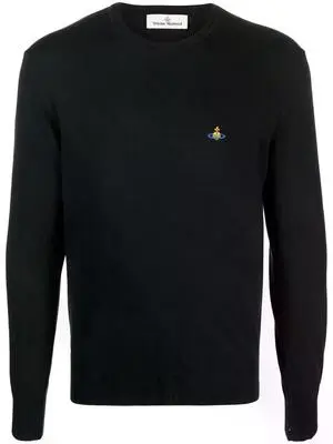 VIVIENNE WESTWOOD Orb-embroidered Fine-knit Jumper - Black