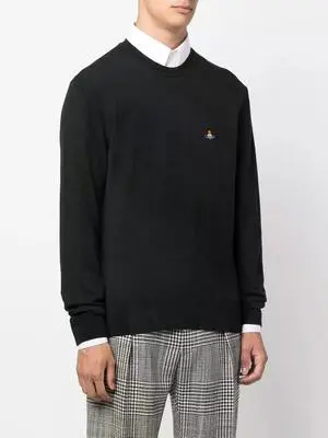 VIVIENNE WESTWOOD Orb-embroidered Fine-knit Jumper - Black