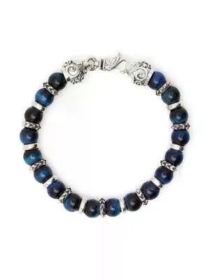 Emanuele Bicocchi Tiger Eye Beaded Bracelet - Silver