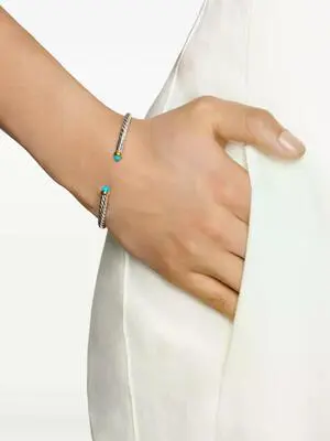 David Yurman 14kt Yellow Gold And Turquoise Flex Cuff Bracelet - Silver