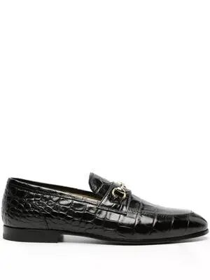 SCAROSSO Crocodile-effect Leather Loafers