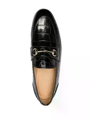 SCAROSSO Crocodile-effect Leather Loafers