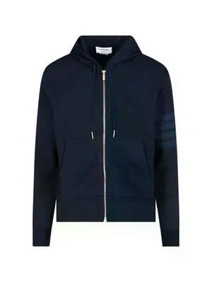 Thom Browne 4-bar Zip-up Loopback-cotton Hoodie - Blue