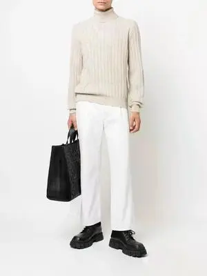 Corneliani Cable-knit Roll-neck Jumper - Neutrals