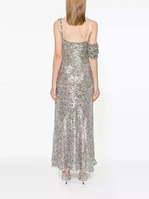Diane Von Furstenberg Joaquin Maxi Dress In Silver-tone Sequins - Grey
