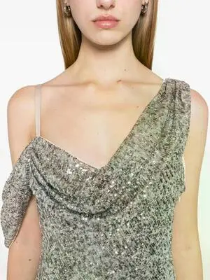 Diane Von Furstenberg Joaquin Maxi Dress In Silver-tone Sequins - Grey