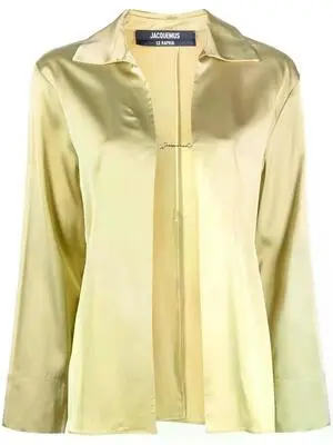Jacquemus Logo Plaque Satin Blouse - Neutrals