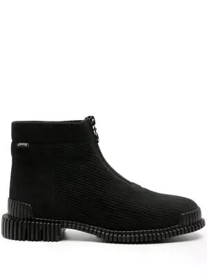 Camper Pix Ribbed Ankle Boots With Zip Fastening - Black