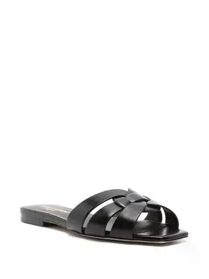 Saint Laurent Tribute Sandals In Smooth Leather - Black