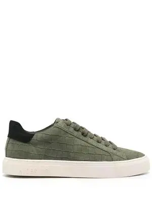 HIDE&JACK Hide&Jack Green Calf Suede Crocodile Effect Lace Up Sneakers Green