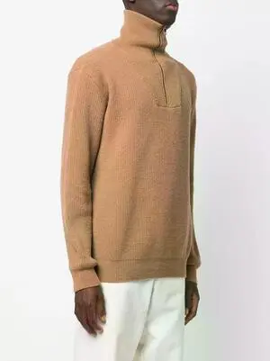 ROBERTO COLLINA Half Zip Ribbed Jumper