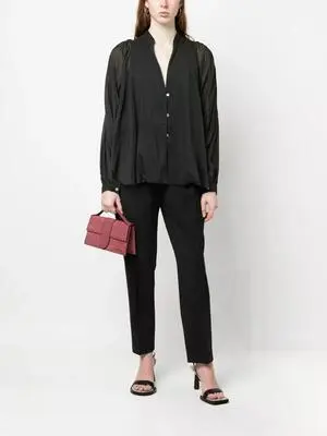 FORTE_FORTE Semi-sheer Balloon Sleeve Blouse