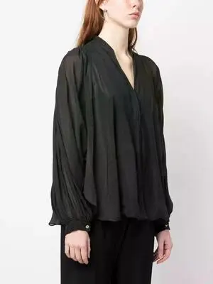 FORTE_FORTE Semi-sheer Balloon Sleeve Blouse