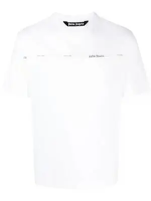 Palm Angels Logo-stripe Crew-neck T-shirt - White