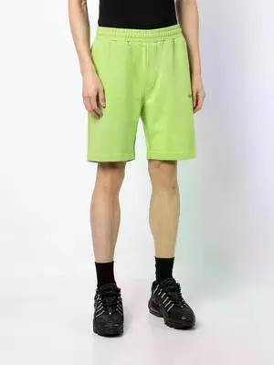 Helmut Lang Logo Print Cotton Track Shorts - Green
