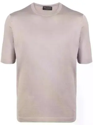 DELL'OGLIO Crew-neck Cotton T-shirt - Brown