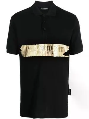 PLEIN SPORT Logo-print Short-sleeved Polo Shirt - Black